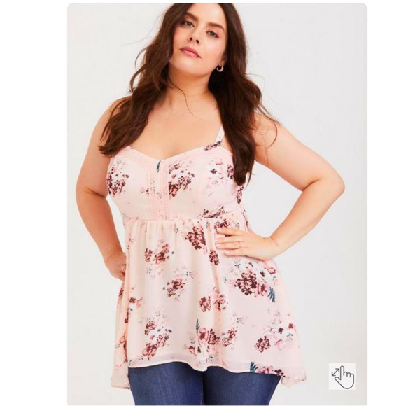 torrid | Tops | Nwt Torrid X 1416 Pink Floral Sharkbite Cami Tank ...